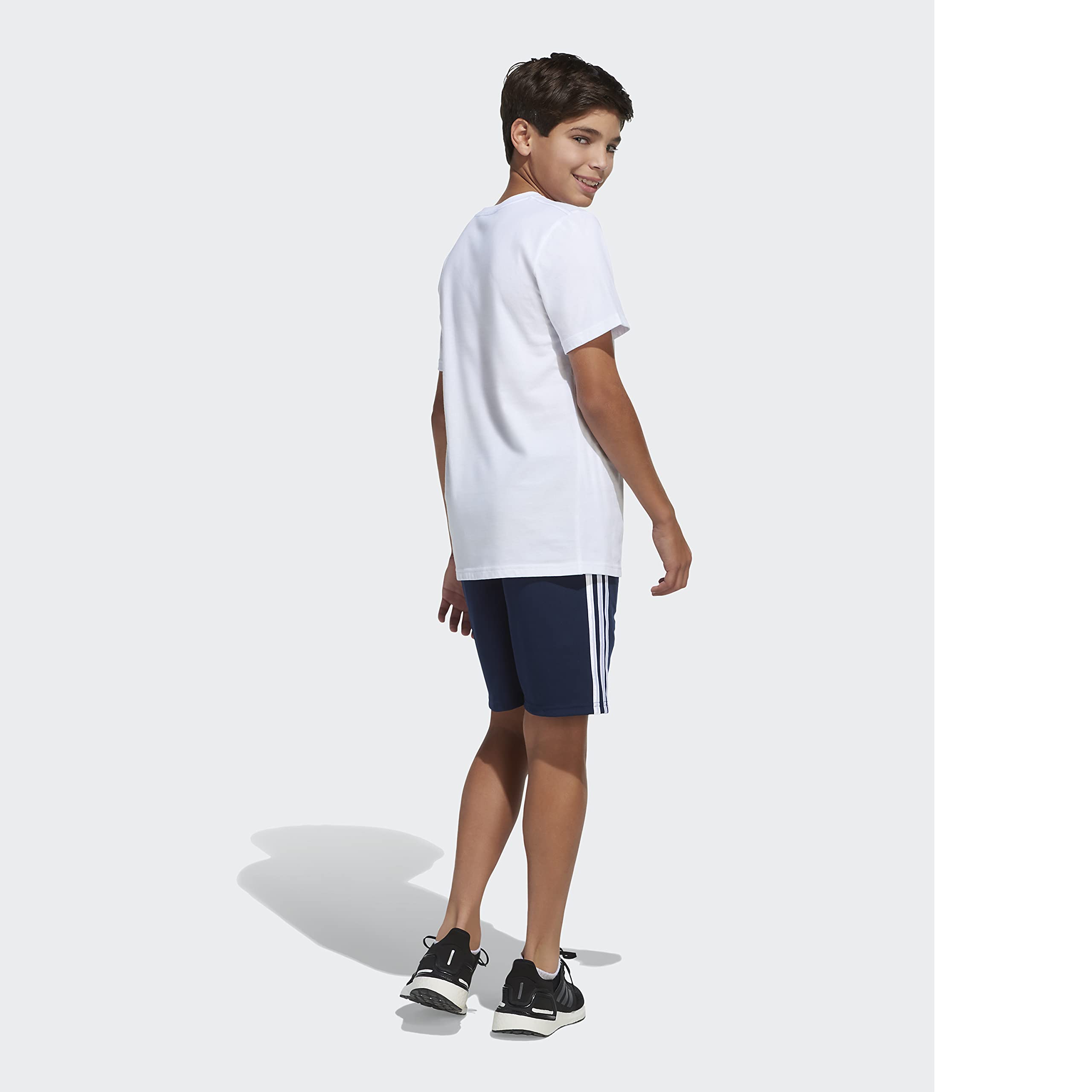 adidas Boys' Short Sleeve Americana Tee, White with Collegiate Navy, 4T