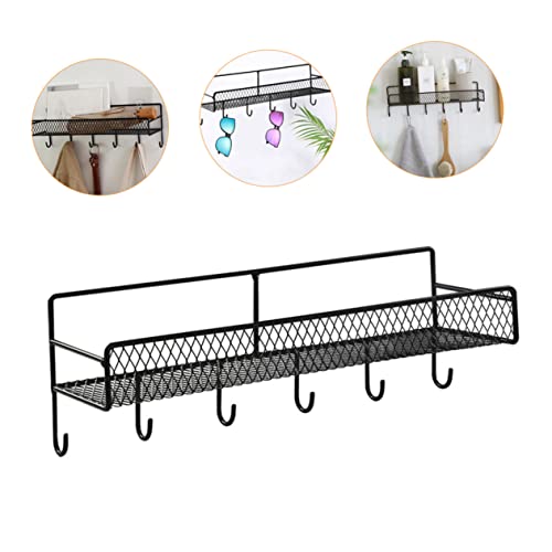 Cabilock 1pc Wrought Iron Storage Mounted Shelves Floating Shelf Wall Mounted Kitchen Wall Rack Shelf Holders Pegs Wall Mount Shelves Wall Mounted Storage Rack Black