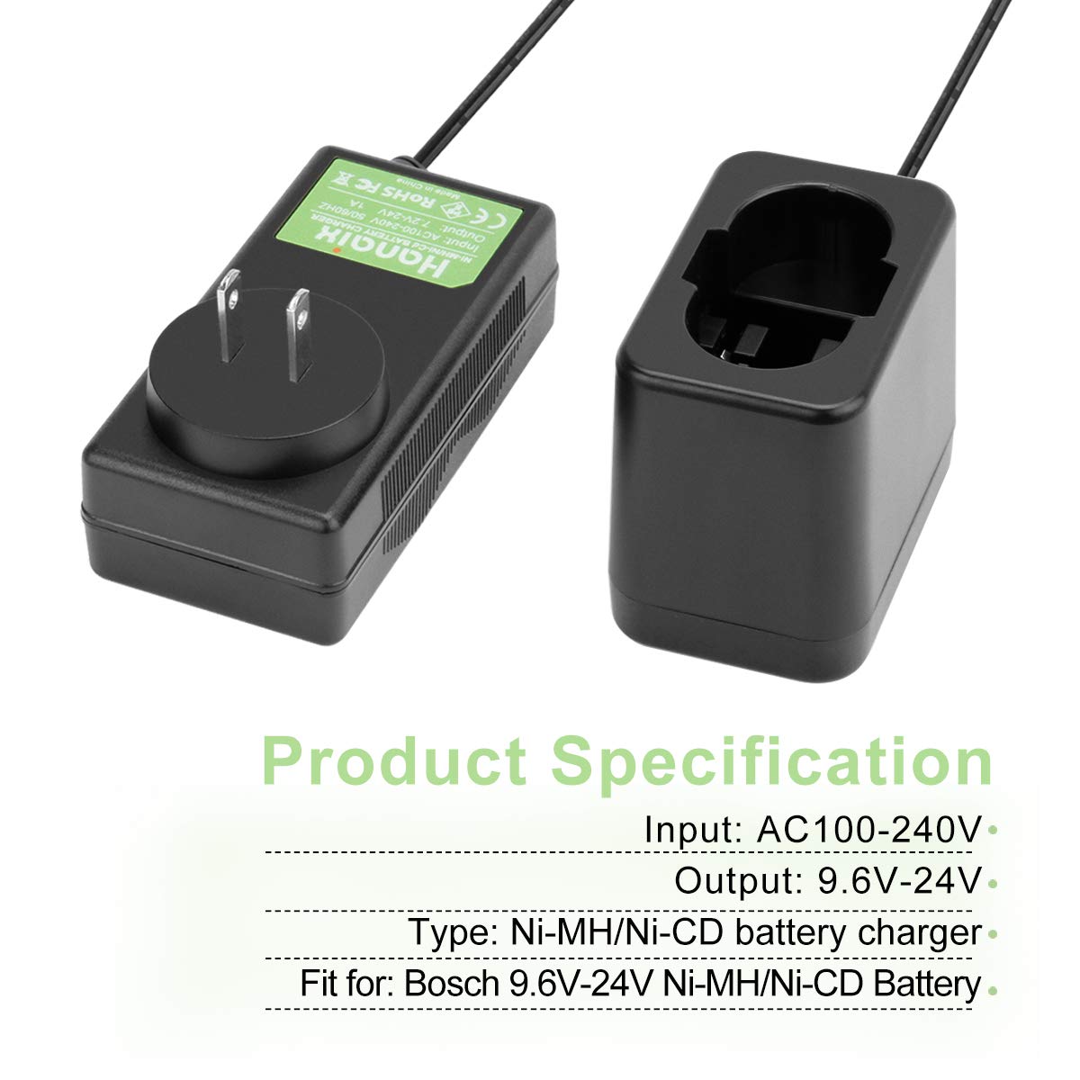 Hanaix 3.5Ah Battery Charger for Bosch 24V Ni-MH Battery Compatible with Bosch BAT030 BAT031 BAT240 BAT299 5102607 335561 2607335 335448 (Battery and Charger Include)