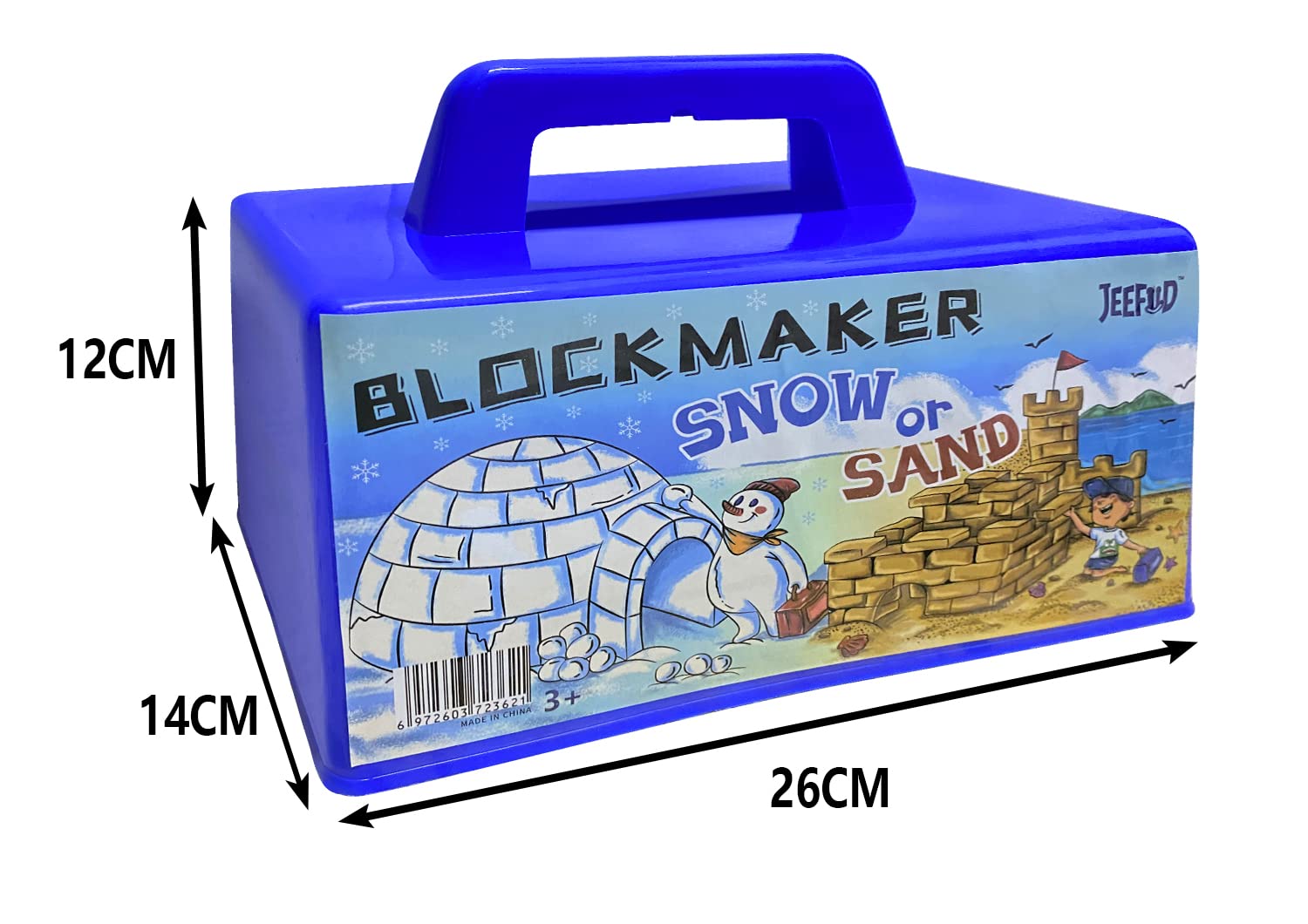 JEEFUD Snow Castle Block Maker, Snow Fort Building Castle Kit, Beach Brick Form Sand Box Toys for Boys Girls Outdoor Snow Sand Molds - Blue