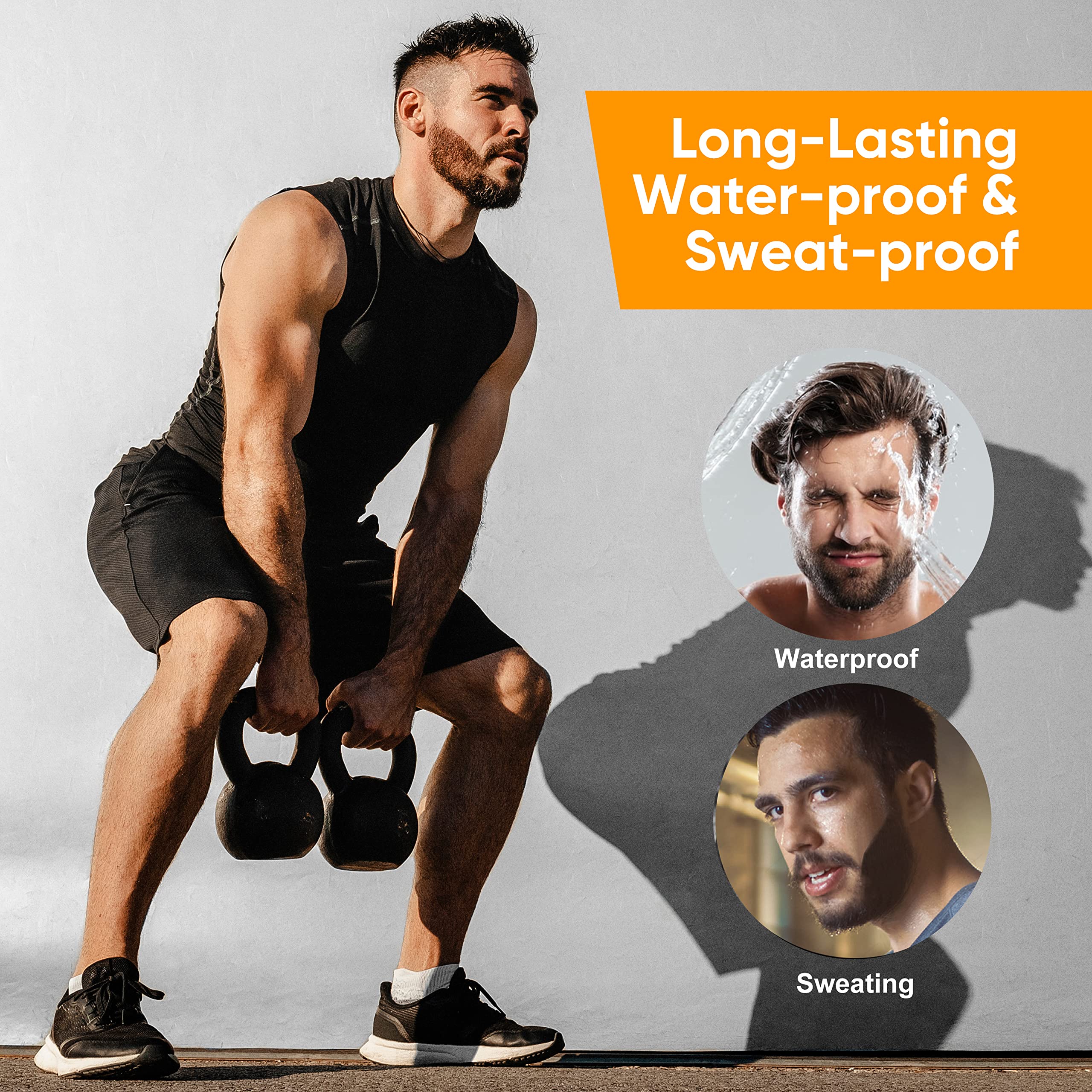 Beard Pencil Filler for Men, Innovative 4-Tip Beard Filling Pen Kit with Brush, Water & Sweat Resistant, Long Lasting, Natural Finish for A Perfect Beard (Black)