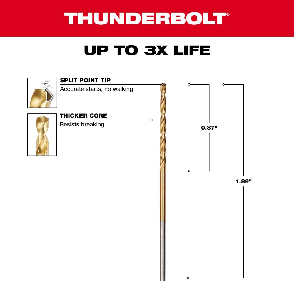 MILWAUKEE ELECTRIC TOOL 48-89-2201 Thunderbolt Bit 1/16" Titanium Coated