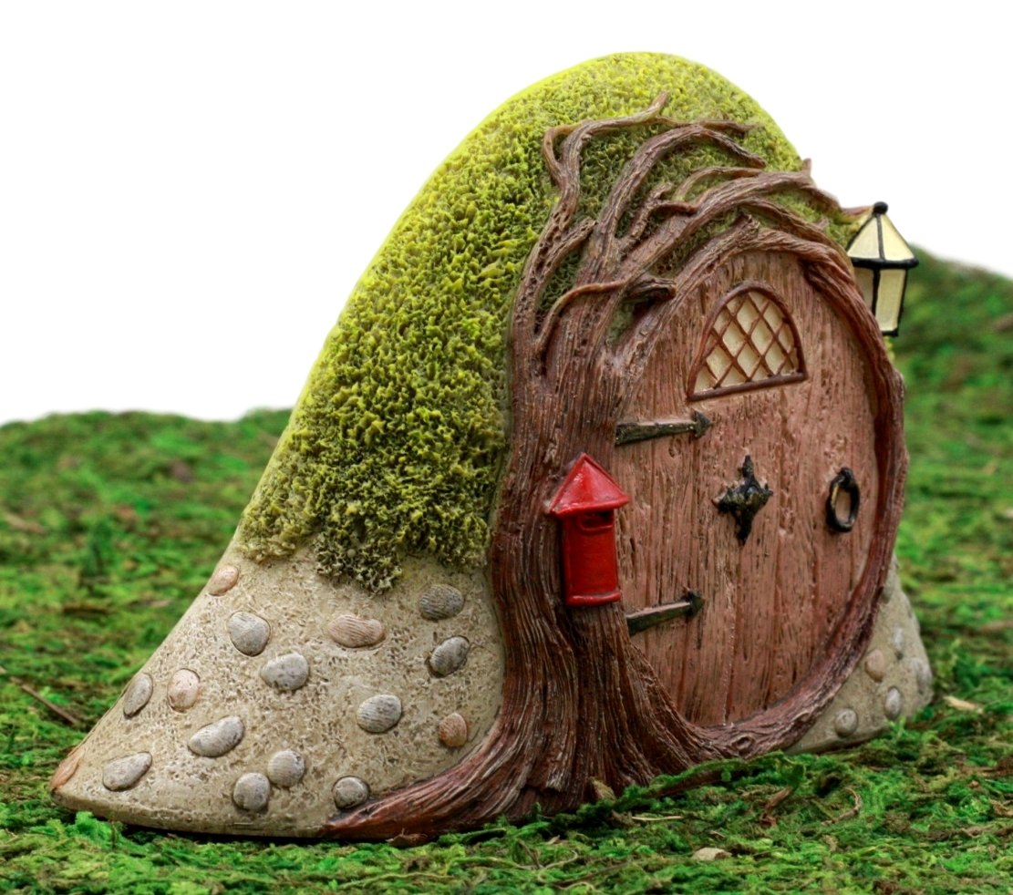 Ebros Gift Enchanted Fairy Garden Miniature Withered Tree Cottage House Under Curved Stony Green Hill Figurine 4" H Do It Yourself Ideas for Your Home