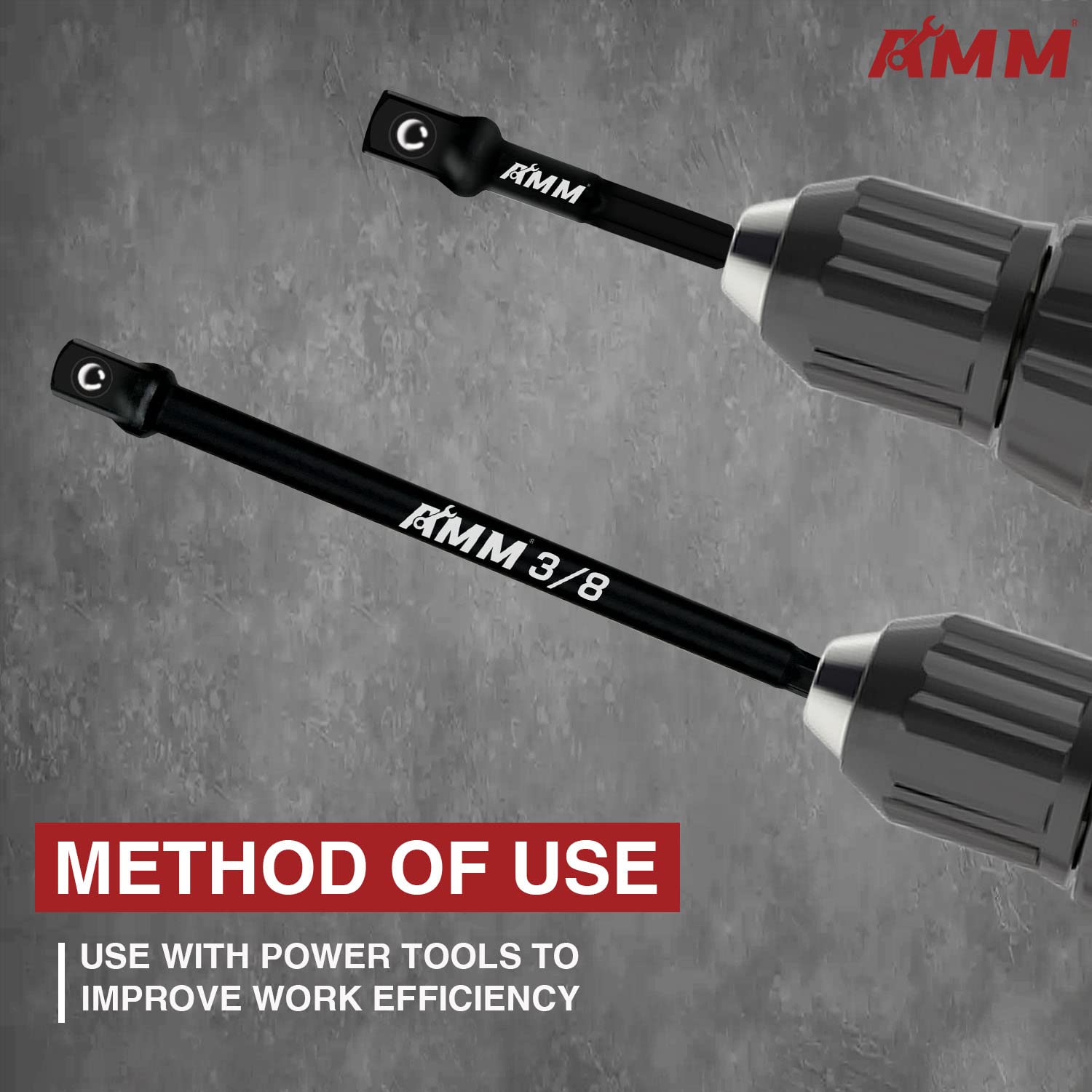 AMM 6-Piece Impact Grade Socket Adapter Set, 3-Inch & 6-Inch Power Drill Socket Driver Adaptor, 1/4", 3/8", 1/2" Hex Shank Adapt Your Power Drill To High Torque Impact Wrench