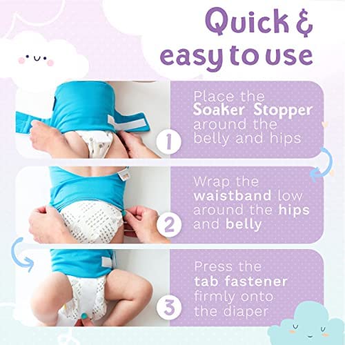 Soaker Stopper Diaper Extender - Washable & Reusable Diaper Extension for Disposable Diapers and Cloth Diapers | Leakproof Diaper Cover Prevent Nighttime Leaks (White, Size 1 (14-20 Inch Waist))