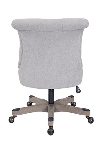 OSP Home Furnishings Hannah Tufted Office Chair with Adjustable Height and Grey Wood Base, Fog Fabric