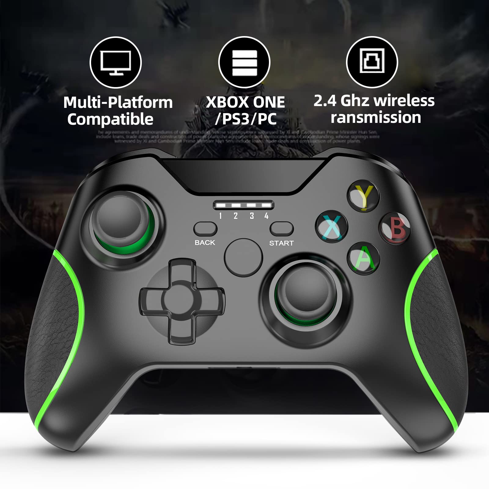 ZFY Wireless Game Controller Compatible Windows7/8/10,Gamepad with Linear Trigger(BLACK)