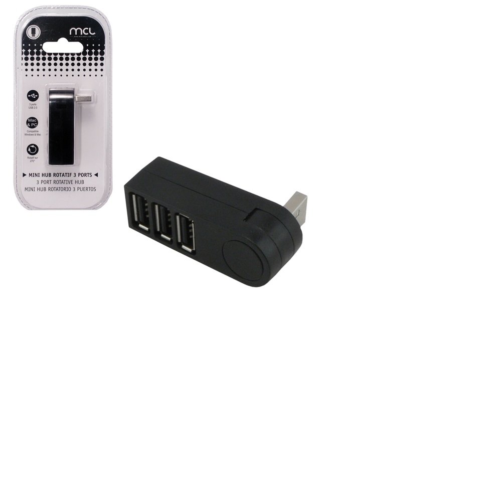 M.C.L MCL USB2-M103 USB 2.0 3 Port Rotative Hub Without Power Supply, Black