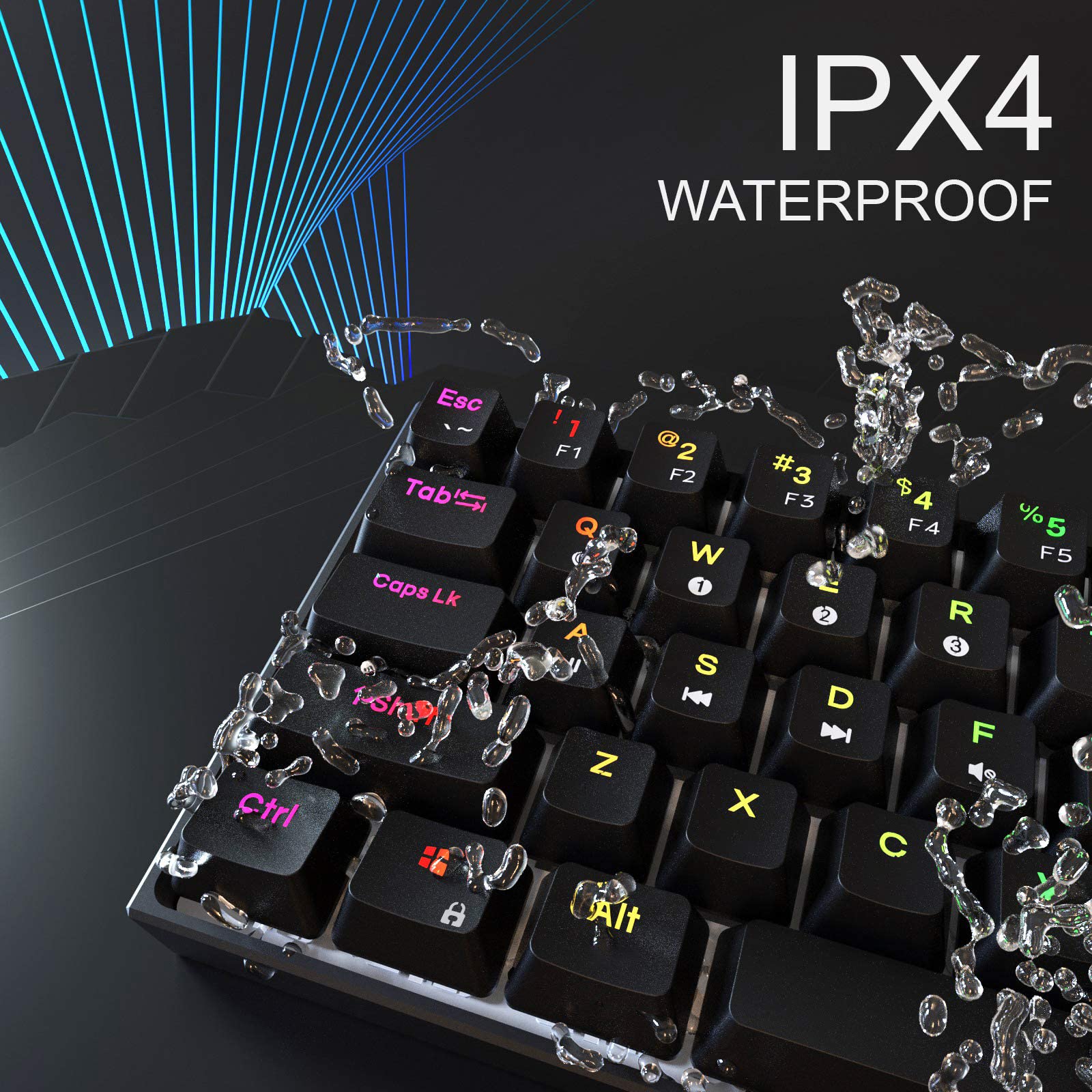 DIERYA DK61E 60% Percent Mechanical Gaming Keyboard, Optical Blue Clicky Switch, PBT Keycap, RGB Backlit, Waterproof, Wired USB C Mechanical Keyboard with Full Keys Programmable