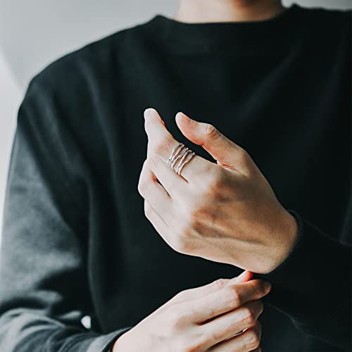 AeraVida Wide Five Band Coil Wrap .925 Sterling Silver Ring | Adjustable Coil Wire Wrap Silver Ring | Sterling Silver Band Ring | 925 Sterling Silver Adjustable Ring | Sterling Silver Rings Sizes (12)