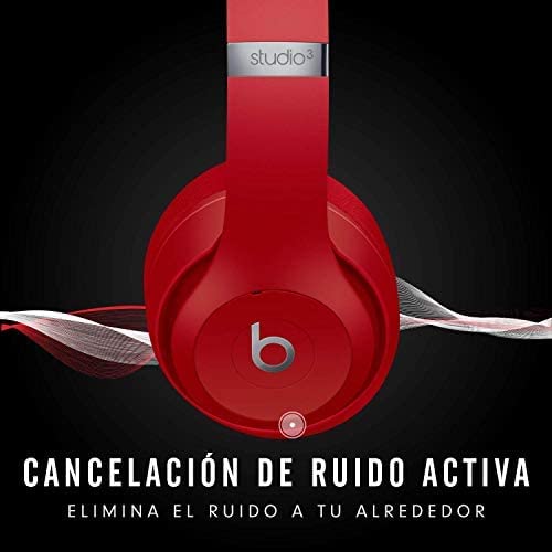 Beat Studio3 Wireless Noise Cancelling - W1 Chip, Class 1 Bluetooth, 22 Hours of Listening Time, Built-in Microphone (Red)