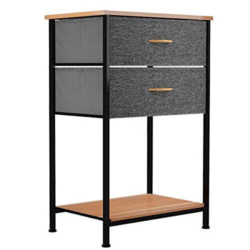 YITAHOME Dresser with 9 Drawers - Fabric Storage Tower (Dark Grey) & Storage Tower Unit with 2 Drawers - Dark Grey