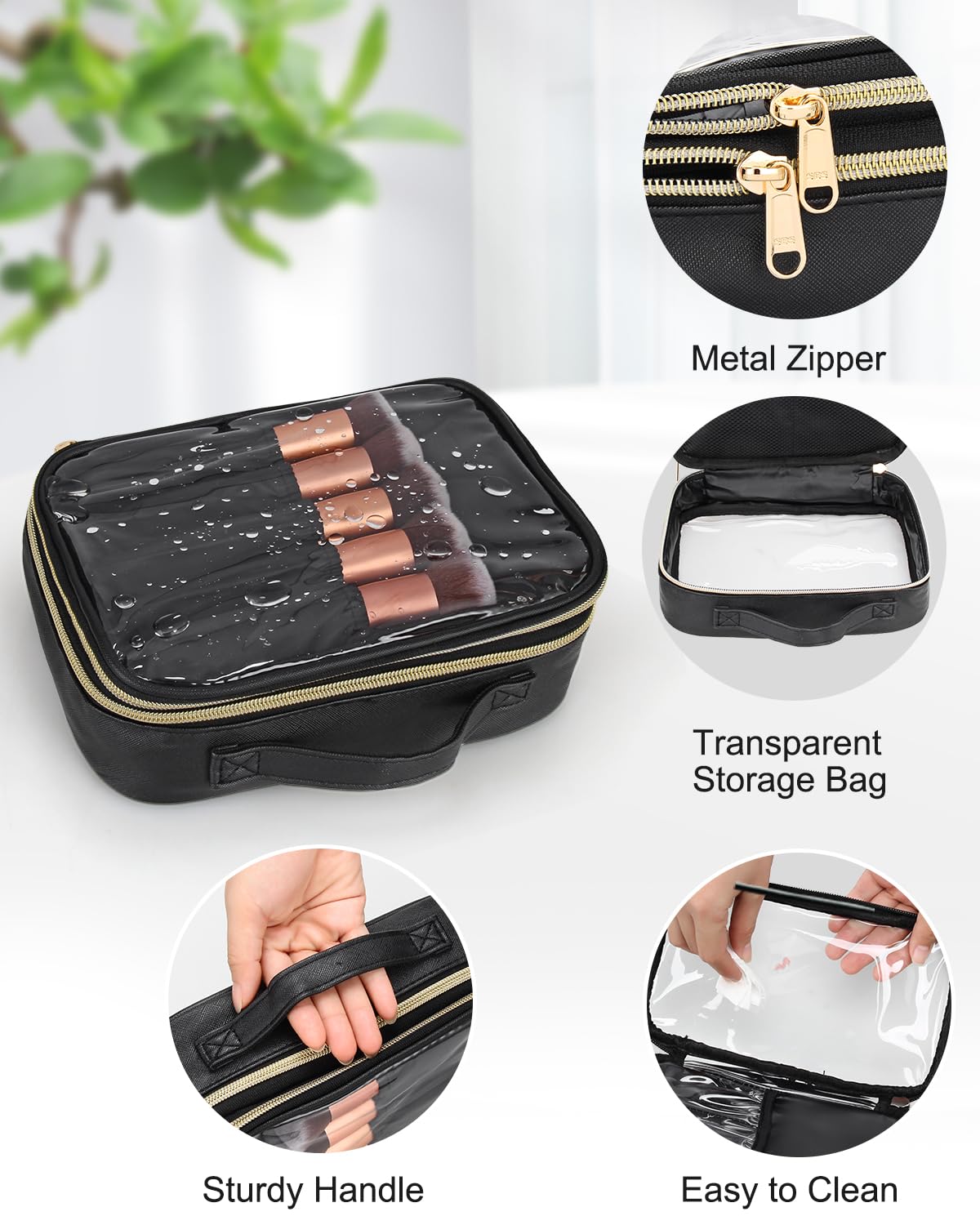 Relavel Travel Makeup Bag, Clear Makeup Organizer Bag Portable Cosmetic Bag, Cute Transparent Makeup Case For Women with Accessories
