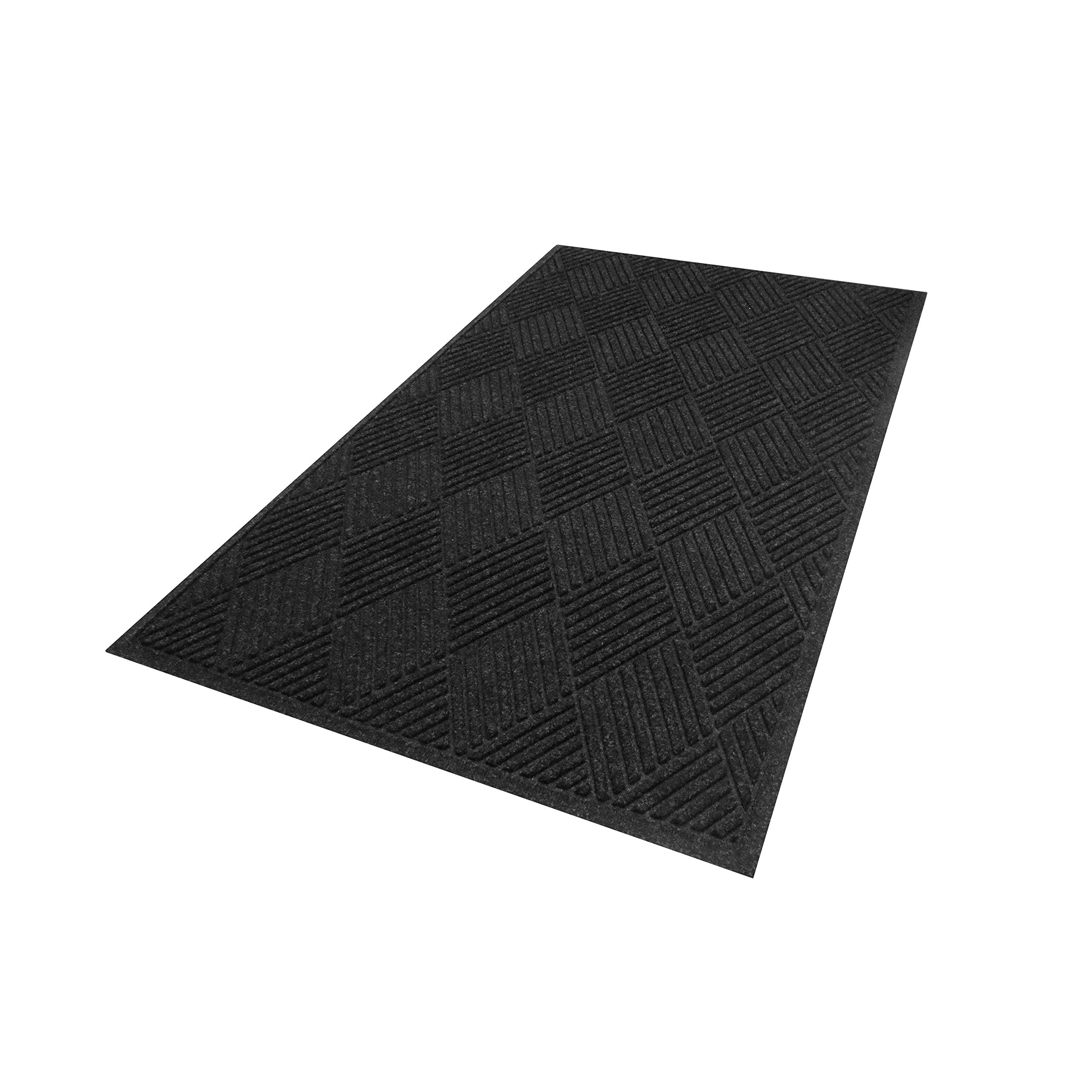 M+A Matting - 221540035 WaterHog Fashion Diamond-Pattern Commercial Grade Entrance Mat, Indoor/Outdoor Medium Brown Floor Mat 5' Length x 3' Width, Charcoal by