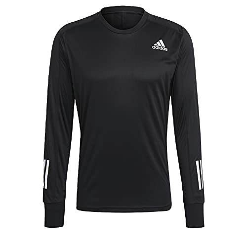 adidas Men's Own The Run Long Sleeve Tee, Black/Black, Large