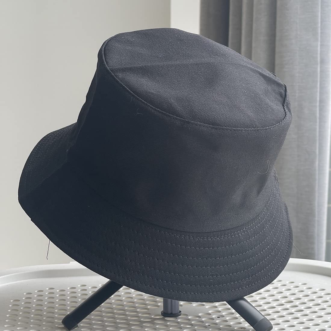 Anroll Unisex Smiling Face Embroidered Bucket Hats Sun Hat for Womens Men (Black)