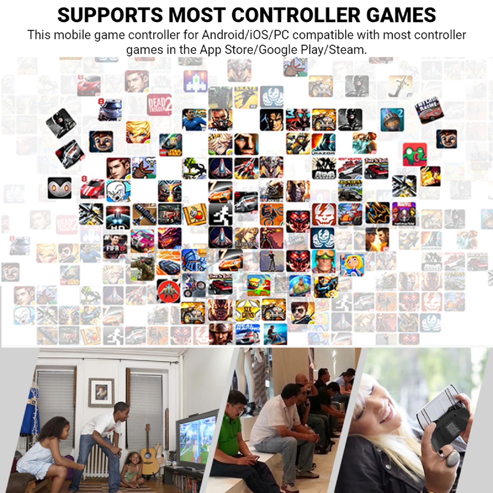 arVin Bluetooth Controller for iPhone/iPad/MacBook/iOS/Android/Samsung/Tablet/PC Wireless Gamepad Joystick with Back Button, Analog Triggers, Stretchable, Direct Play for Call of Duty, Genshin Impact