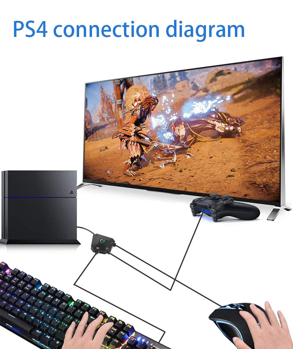 Dobe NS-Switch PS4 PS3 Game Keyboard and Mouse Adapter for PS4, PS3, Xbox one, N-Switch, Host Series Converter(Original Handle Guide Connection)