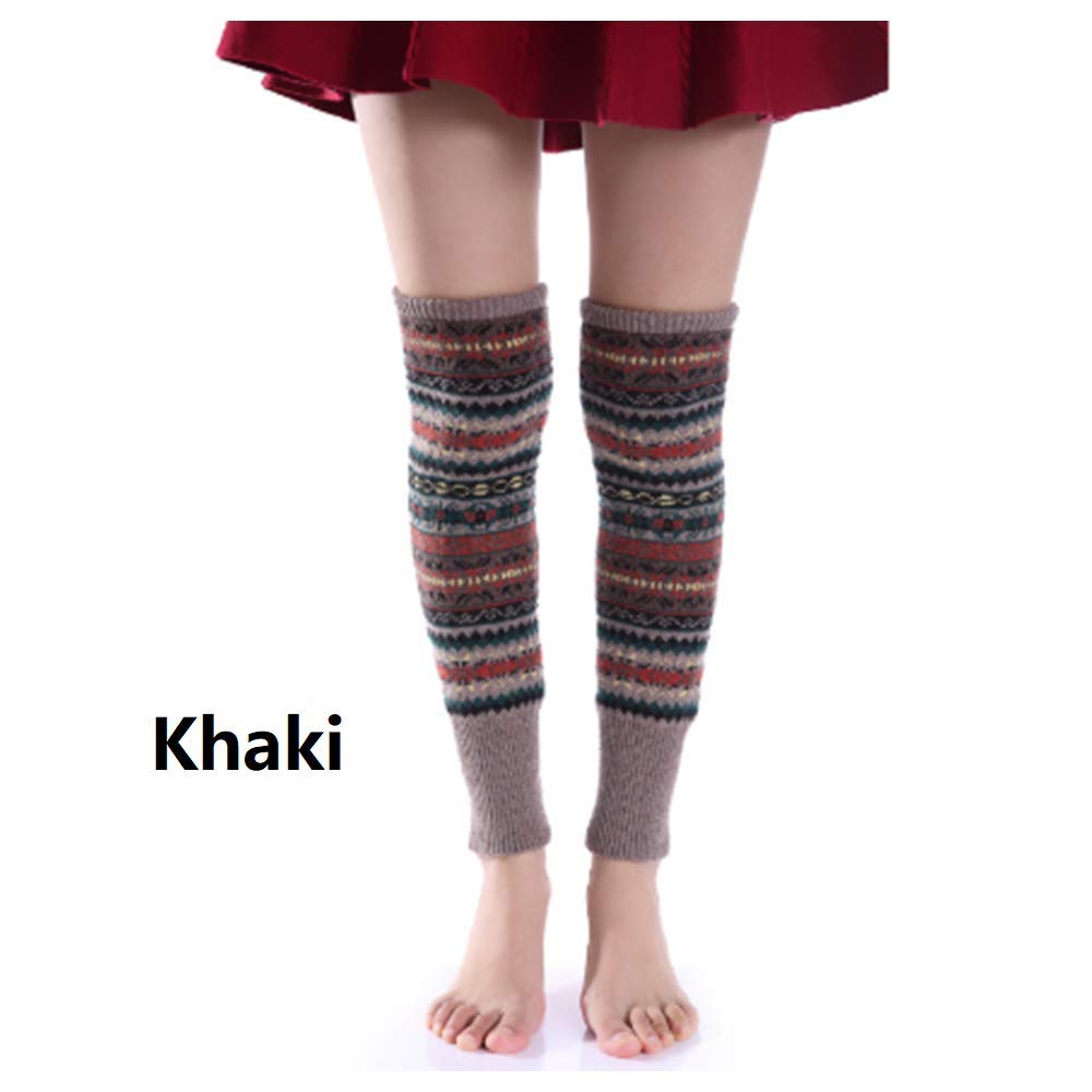 ANSLYQA Leg Warmers Cable Knit Winter Warm for Women, 2 Pairs Thicker, (Black,Khaki)