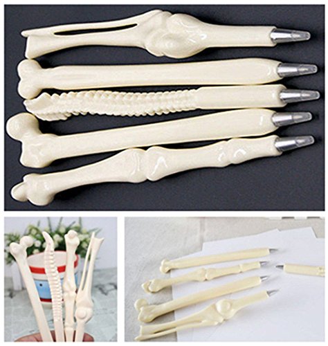 MagicW Creative Novelty Bone Shape Ballpoint Pens Finger Pen Nurse Doctor Pen Stationery Gift Crazy Student Gift Pack of 5