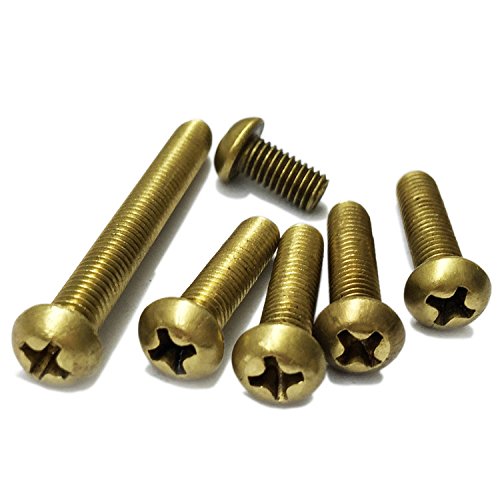 M2 x 4mm Phillips Pan Head Machine Screws,Brass,Metric,Full Thread,Right Hand,Pk 100