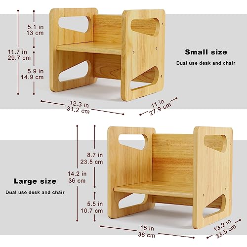 HYUNLAI Montessori Weaning Table and Chair Set Real Hardwood Students Multi-Use Cube Kitchen Perfect Activity Table and Chair Set for Childre
