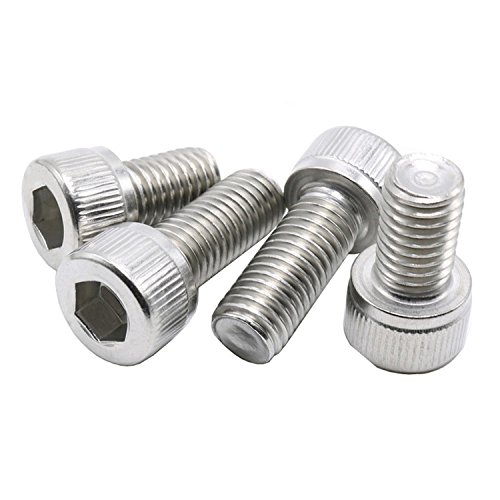 M2.5 x 12mm Hex Socket Head Cap Screws,Pack 100-piece,Stainless Steel,Full Thread,Metric,Knuled Head
