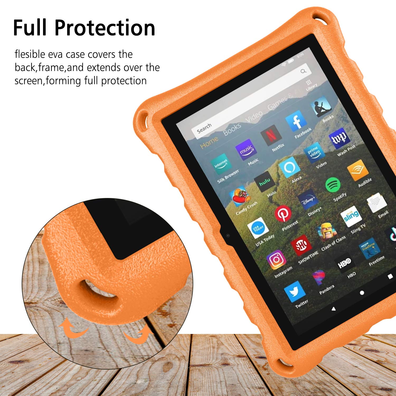 All New HD 8 Case for Kids, Shock Proof Light Weight with Handle Stand