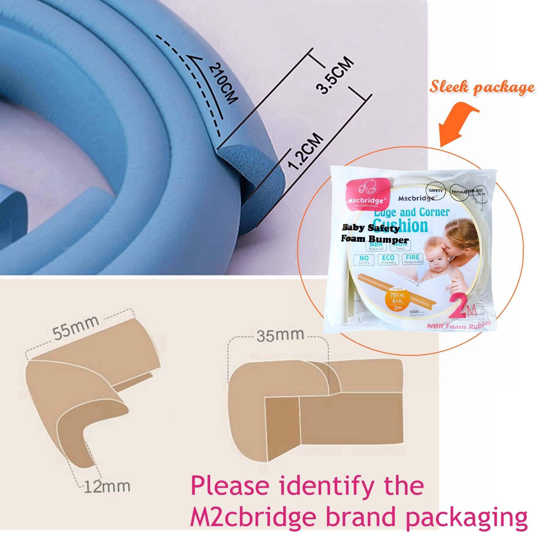 M2cbridge L Shape Extra Thick Furniture Table Edge Protectors Foam Baby Safety Bumper Guard 6.5 Ft (Off White)