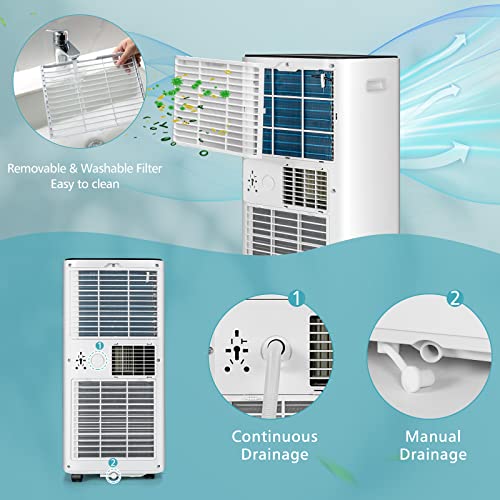 GOFLAME 8000BTU Portable Air Conditioner, AC Cooling Unit with Fan & Dehumidifier, 24H Timer, LED Display, Remote Control, Cool Rooms up to 350 Sq.Ft, Freestanding AC for Living Room (White-8000BTU)