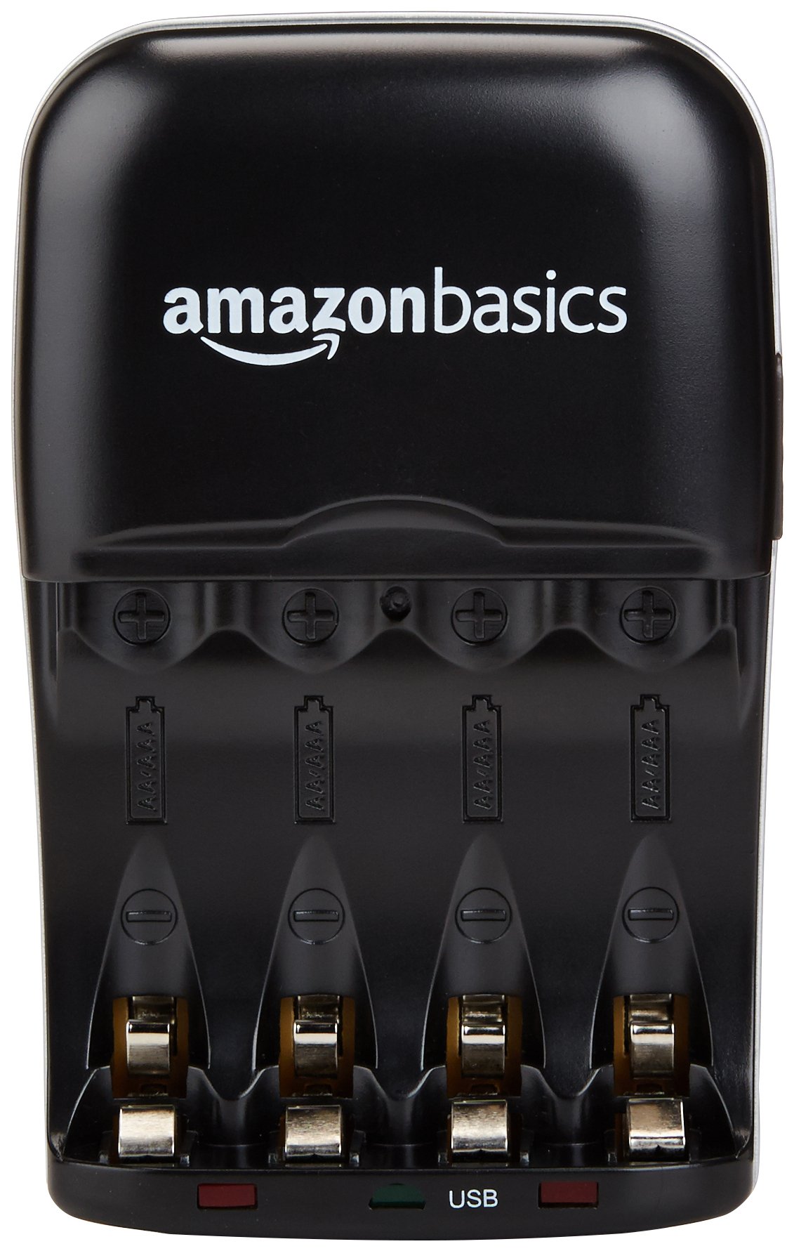 Amazon Basics Battery Charger for AA & AAA Nickel-Metal Hydride batteries (Ni-MH) With USB Port, Black