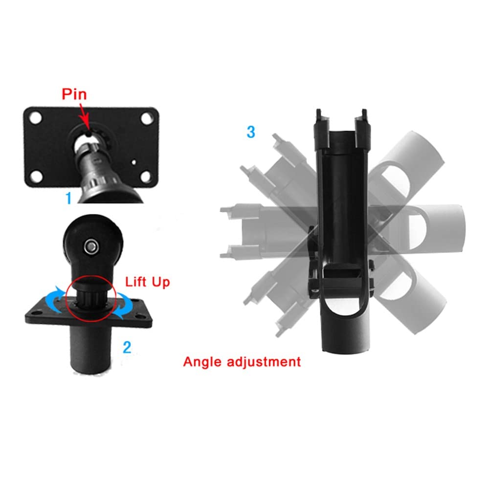 Adjustable Fishing Rod Rack Holder 360° Rotating Kayak Rail Boat Fishing Support Tool Accessory Pole Bracket