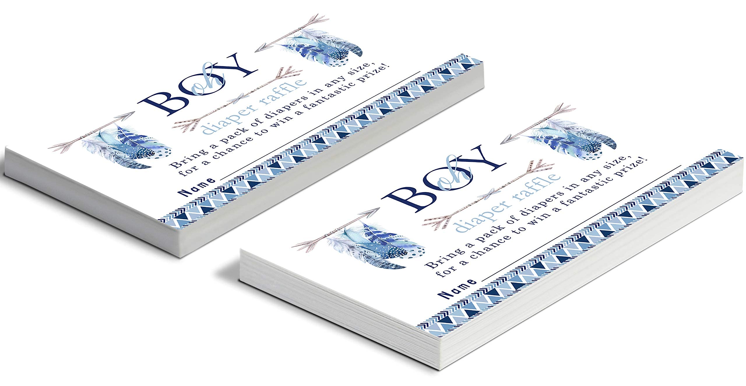 Adventure Awaits Diaper Raffle Cards (50 Pack) Boys Baby Shower Game Tickets – Blue Invitation Insert Fill-In for Prize Drawings - Size 2x4 Set