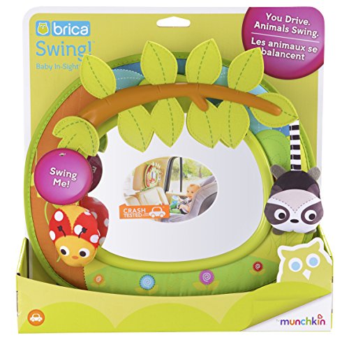 Munchkin Brica Baby Car Mirror, Swing! Baby in-Sight Auto Mirror for Rear Facing Carseats, Black