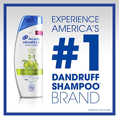 Head and Shoulders Green Apple Anti-Dandruff Paraben Free 2 In 1 Shampoo and Conditioner, 13.5 fl oz