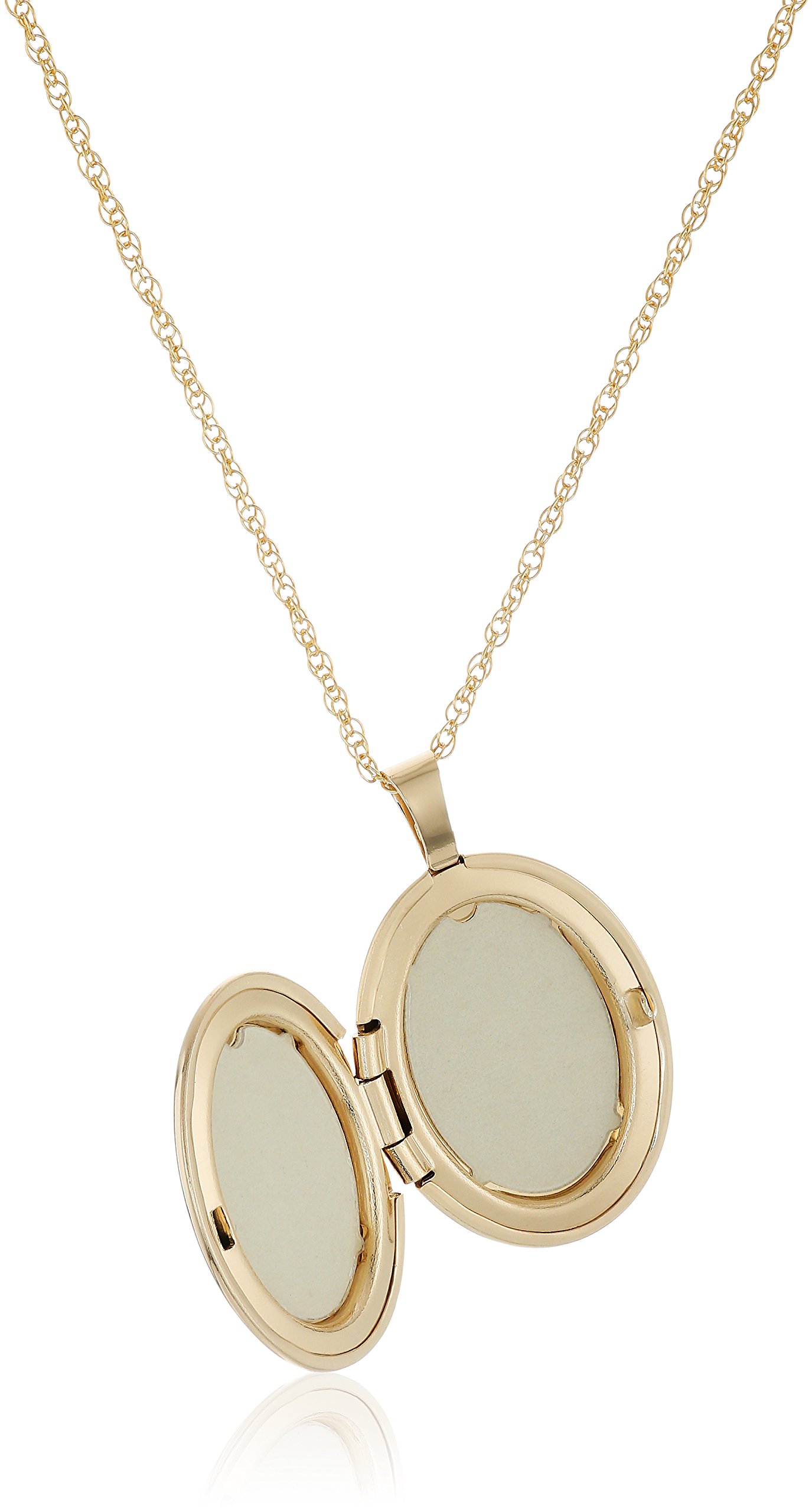Amazon Essentials 14k Gold-Filled Polished Oval Pendant with Genuine Diamond Locket Necklace, 18" (previously Amazon Collection)