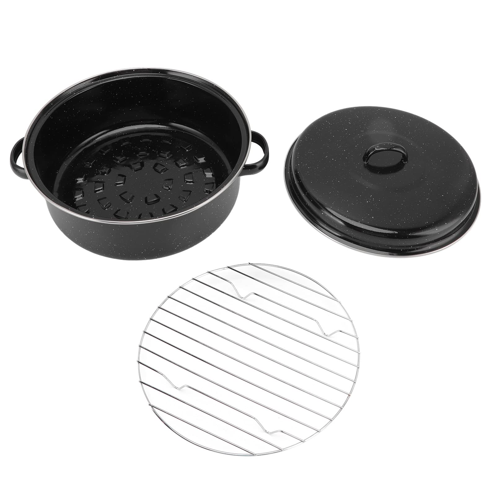 Black Spots Home to Avoid Sticky Pan Grill Pan, Baking Pan for Roasting Sweet Potatoes Chestnuts Roasting Pans Pots & Pans (Iron Cover 28cm)