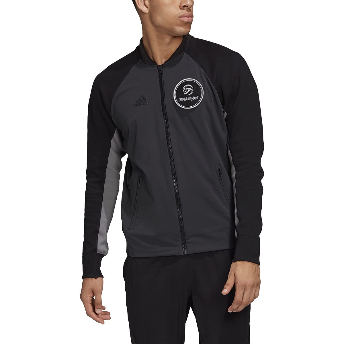 adidas Men's USA Volleyball Varcity Jacket Carbon/Black/Gray X-Large