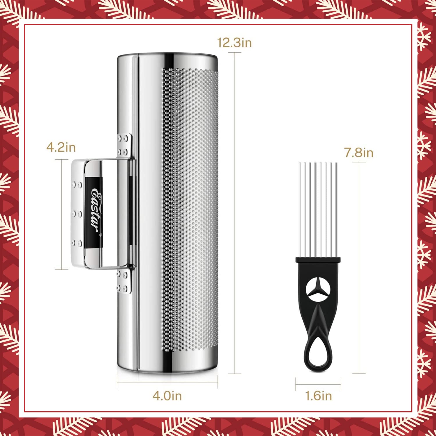 Eastar Stainless Steel Guiro Instruments Latin Percussion Instrument Shaker Musical Instruments 4" x 12" Metal Guiro with Scraper