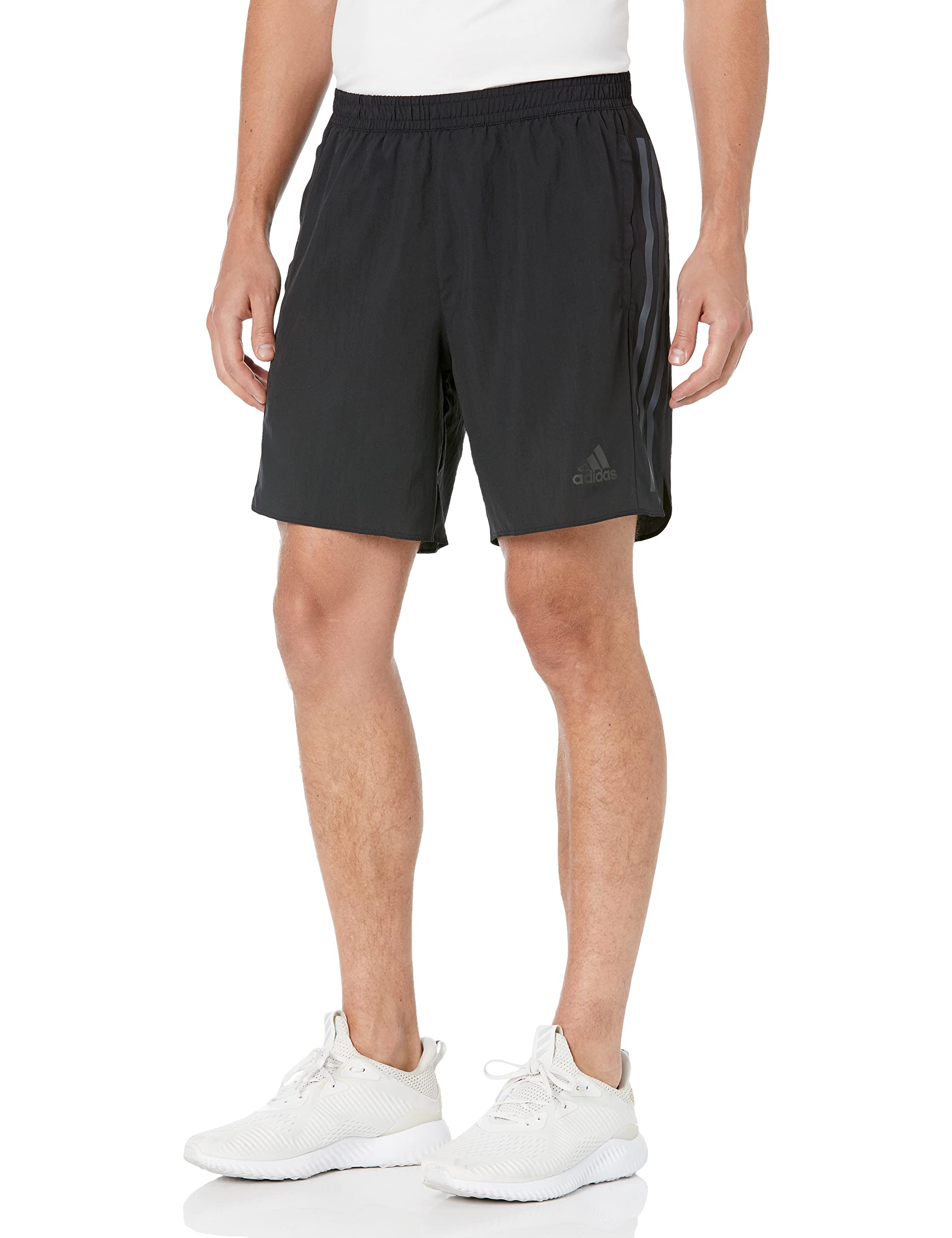adidas Men's Run Icon Full Reflective 3-Stripes Shorts, Black, Large