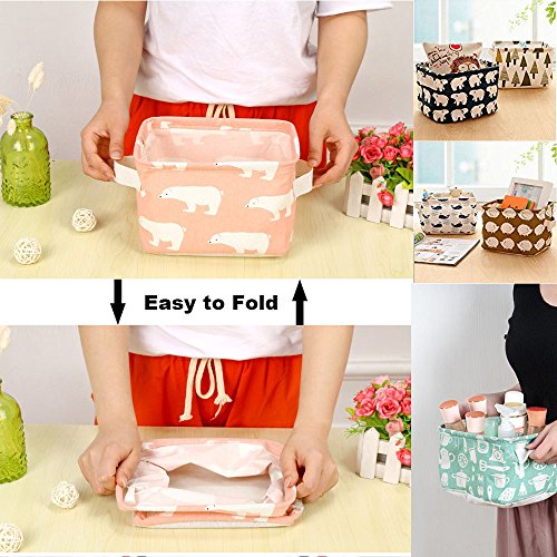 Oxford Cute Printing Foldable Storage Baskets Bins Mini Boxes Clothes Desktop Organizers Makeup Book Baby Toy (1814.511.5cm, Tableware)