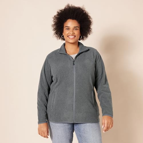 Amazon Essentials Women's Full-Zip Polar Fleece Jacket - Discontinued Colors, Charcoal Heather, Large