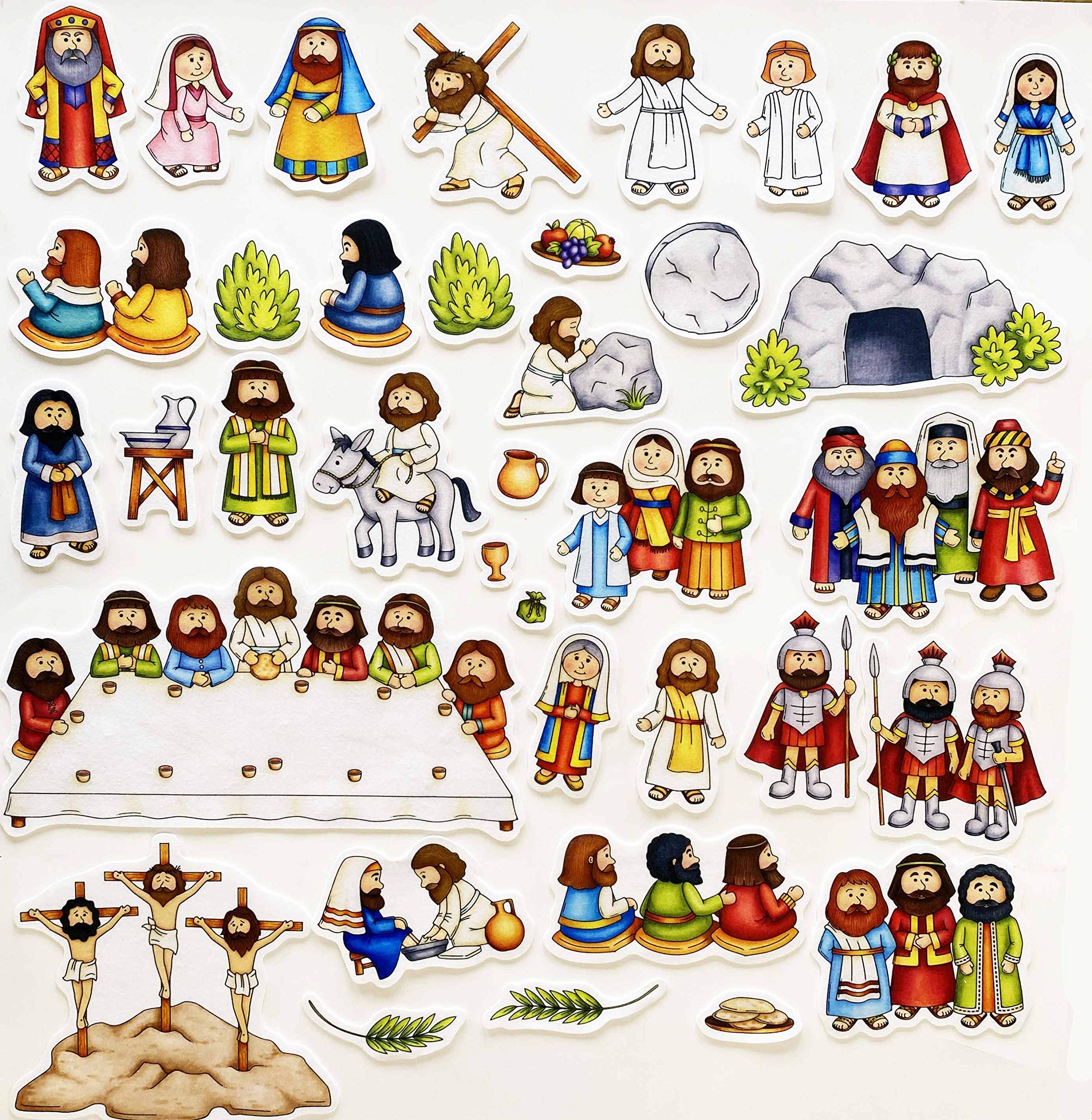 Easter Deluxe Felt Set for Bible Flannel Board Stories 37 Pieces Activity Pages Story He Has Risen Precut Figures Last Supper Crucifixion Resurrection Triumphant Entry Trial Gethsemane