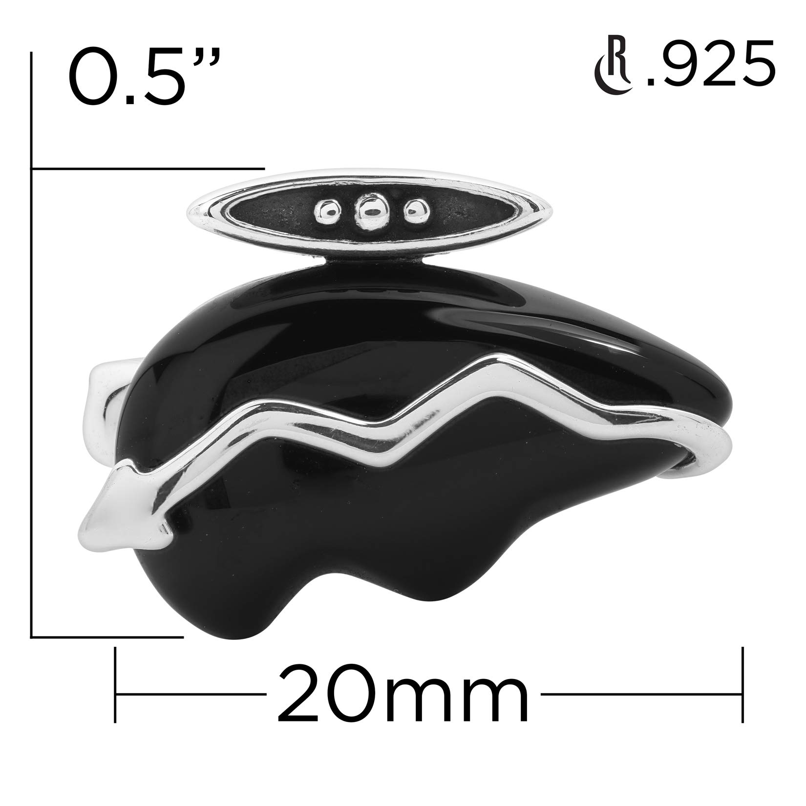 American West Sterling Black Agate Gemstone Bear Lightning Bolt Ring Size 7