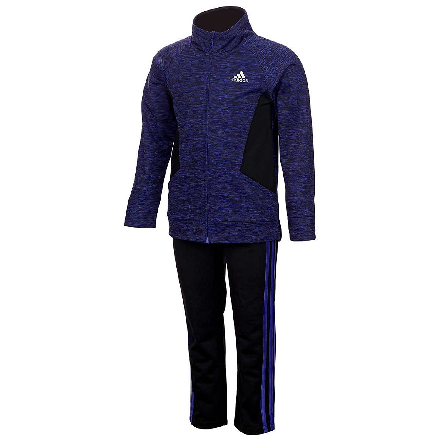 adidas Girls Tricot Zip Jacket and Pant Set (6X, Purple)