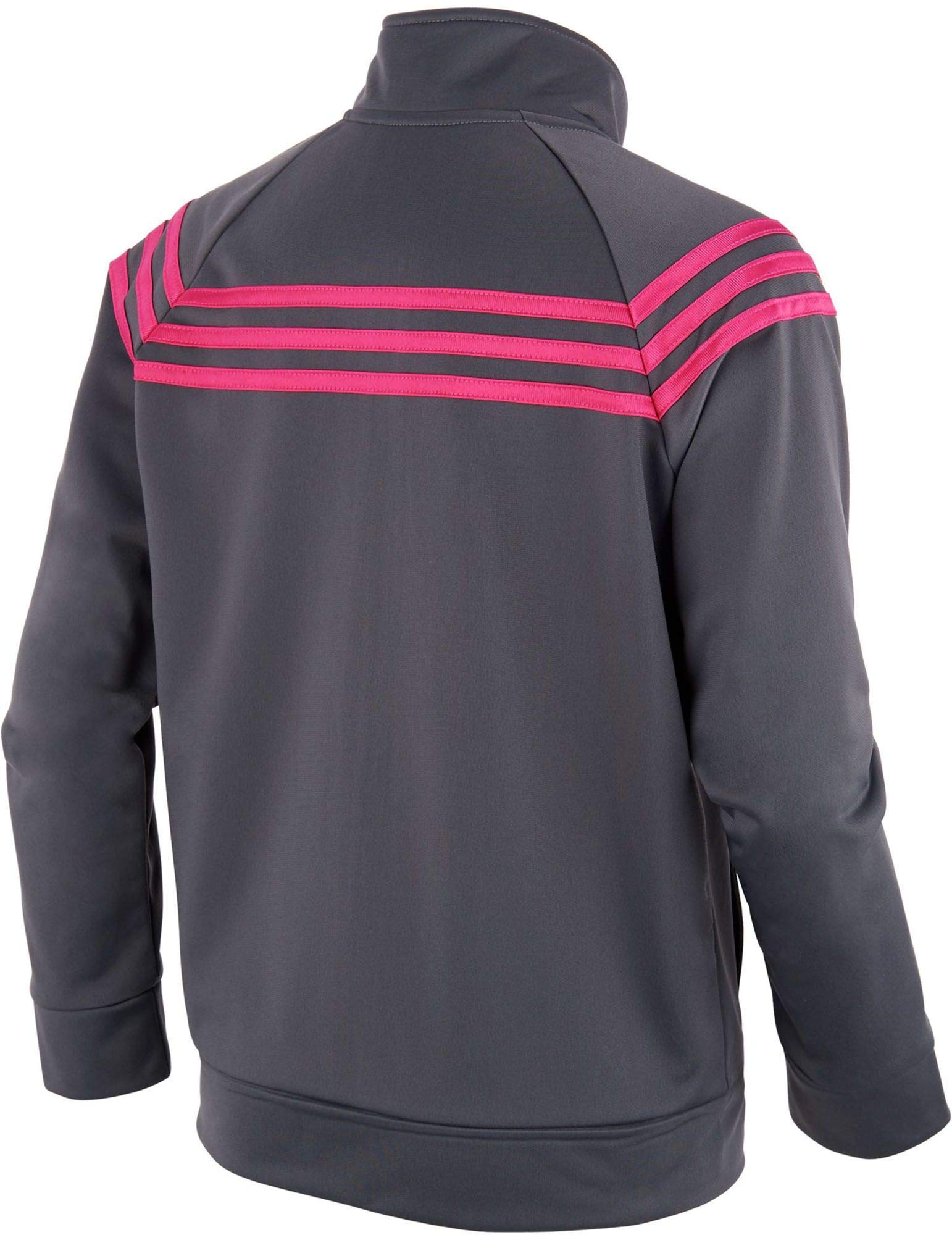 adidas Girls' Athletic Event Jacket Full Zip Comfortable Fit Tricot Sports Jackets with Side Pockets (Grey/Large)