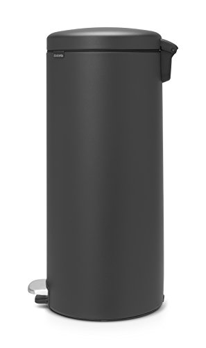 Brabantia newIcon Pedal Bin with Plastic Insert, Dustbin, Step Trash Can, Mineral Infinite Grey, 30 L, 114663