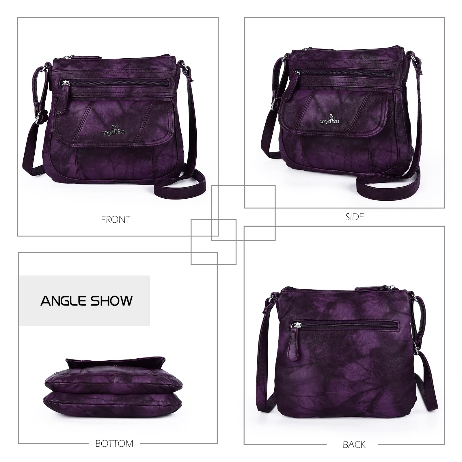 Angel Kiss Crossbody Bags for Women PU Leather Shoulder Handbag Ladies Purses and Handbag with adjustable Strap