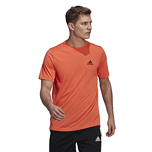 adidas mens Designed to Move FEEL.RDY T-Shirt True Orange/Black Large