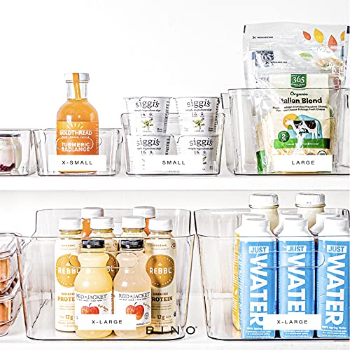 BINO | Plastic Storage Bins, X-Large - 12 Pack | THE SOHO COLLECTION | Multi-Use Organizer Bins | Built-in Handles | BPA-Free | Pantry Organization | Home Organization | Fridge Organizer | Freezer Org